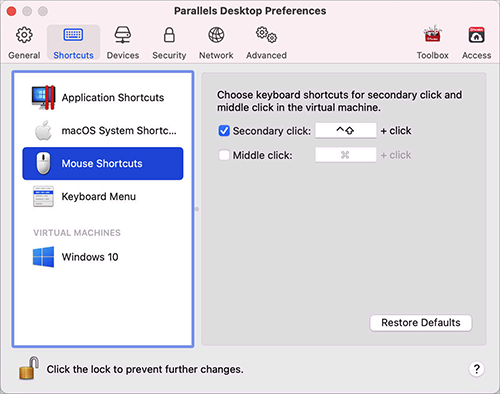 Shortcuts Preferences